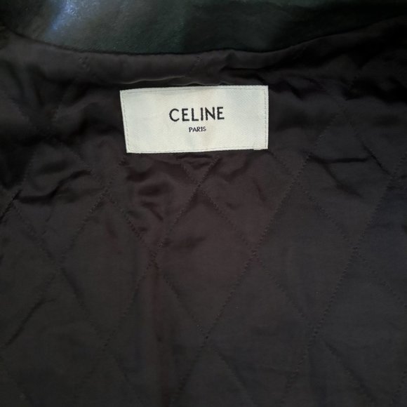 Celine | Jackets & Coats | Celine Belted Button Front Leather Jacket ...